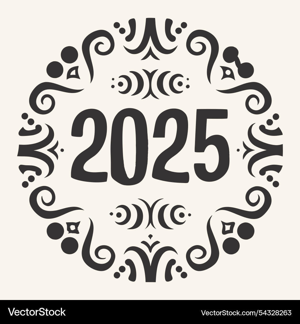 2025 round poster design with decoration Vector Image