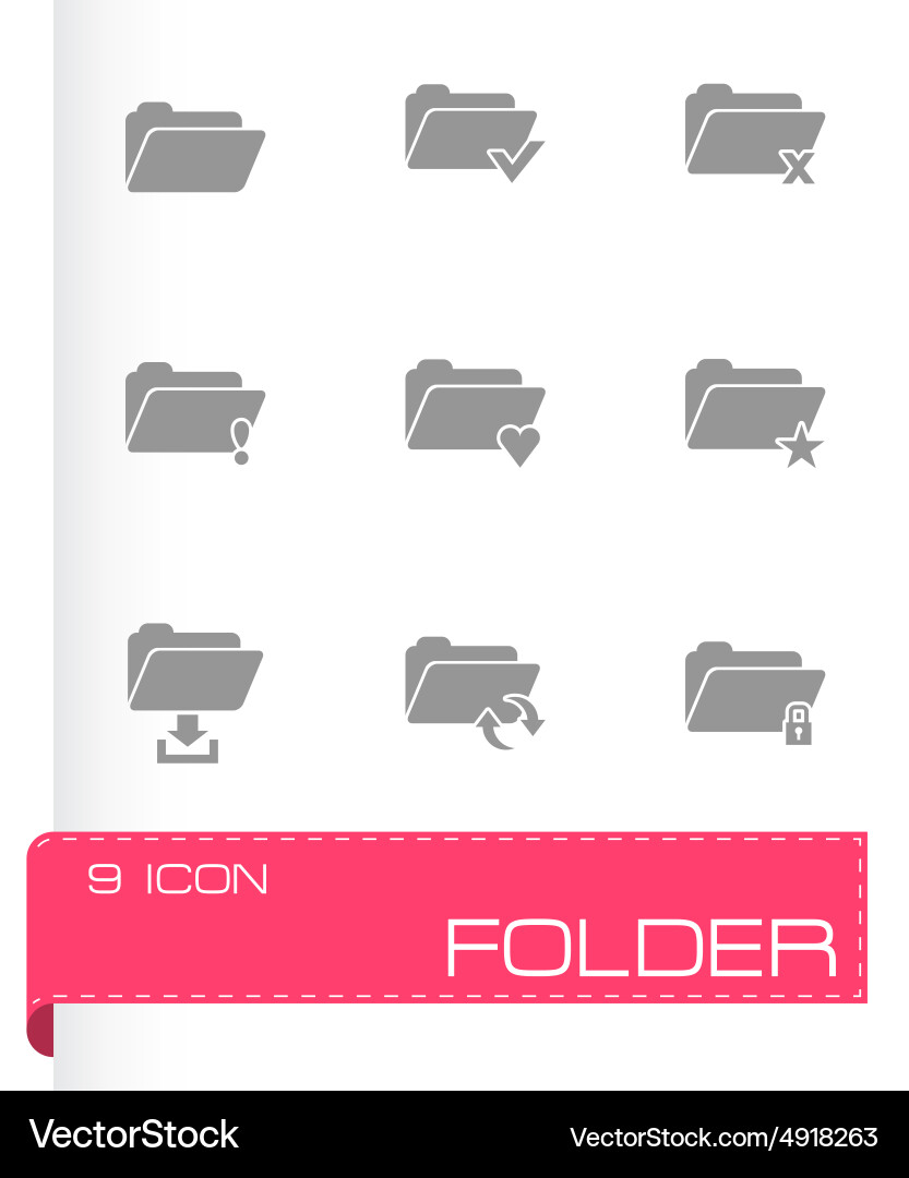 Schwarzer Ordner-Symbol-Set Lizenzfreies Vektorbild