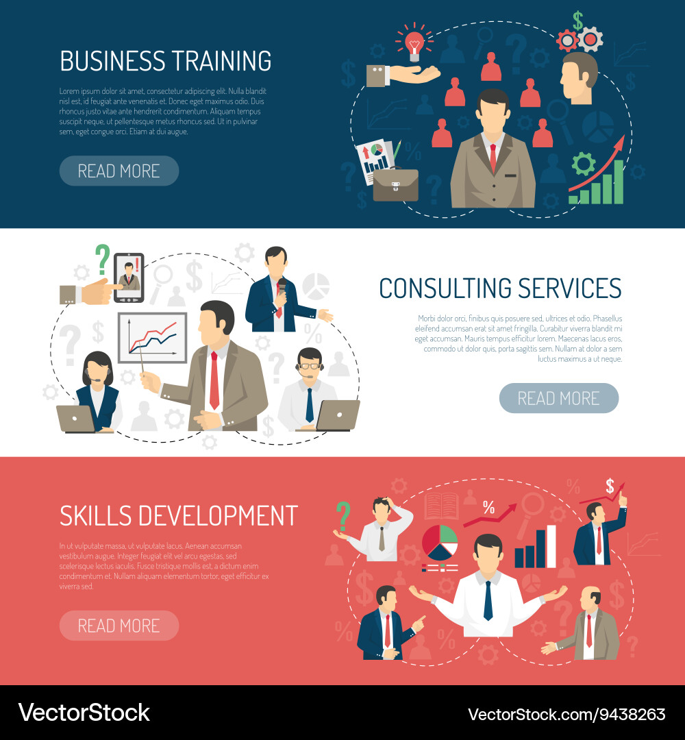 Business Training & Consulting Banners Vector Image