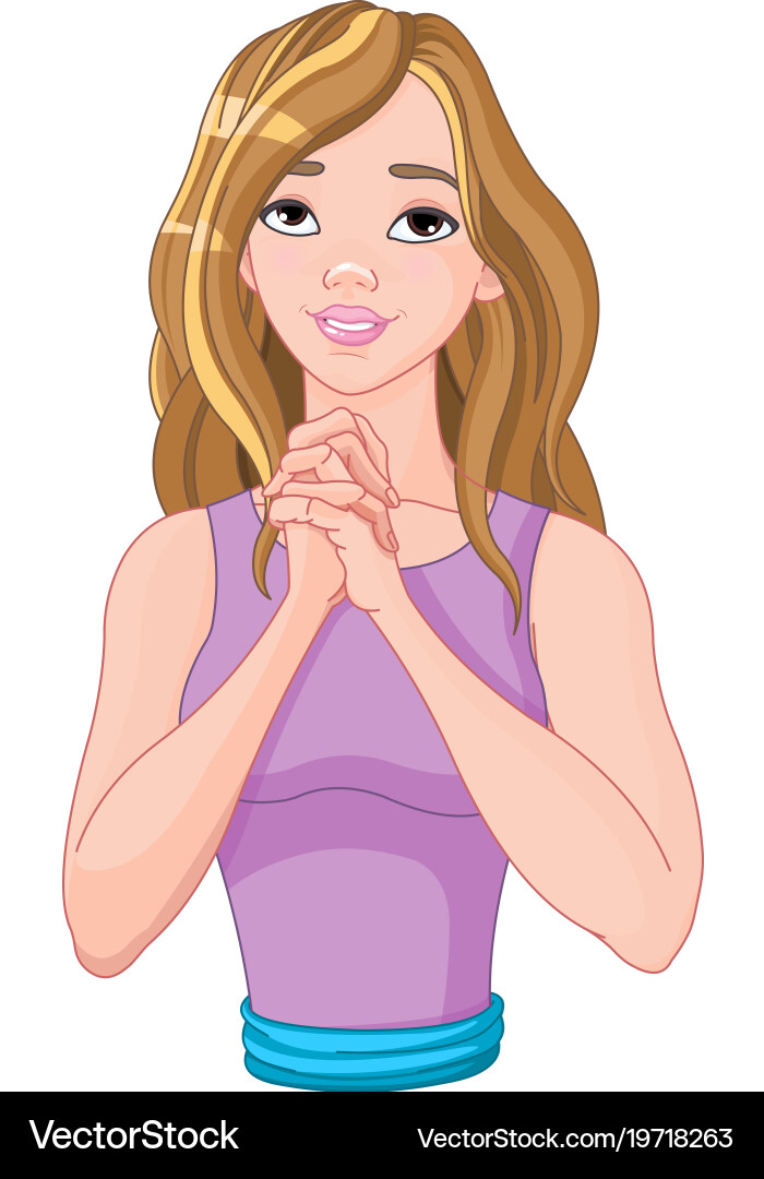 Girl praying Royalty Free Vector Image - VectorStock