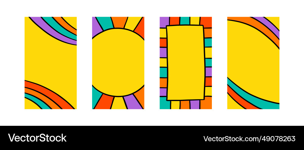 Groovy psychedelic frames in hippie style hand Vector Image
