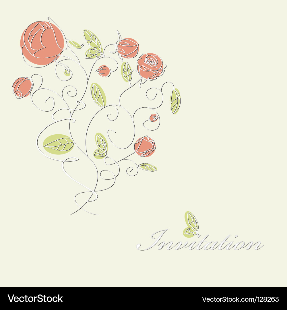 Invitation card with red roses Royalty Free Vector Image