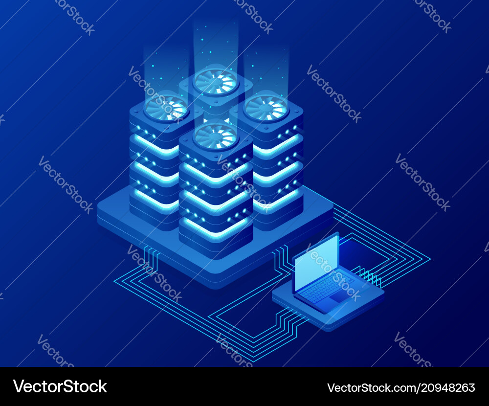 Isometric database network management big data Vector Image