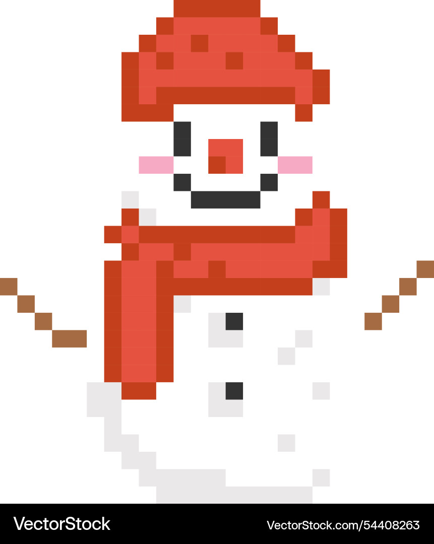 Pixel art snowman Royalty Free Vector Image - VectorStock