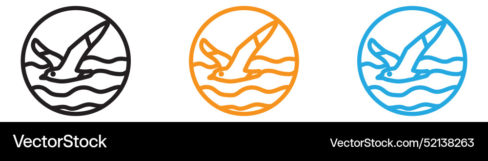 Sea with seagull logo set collection for web app Vector Image