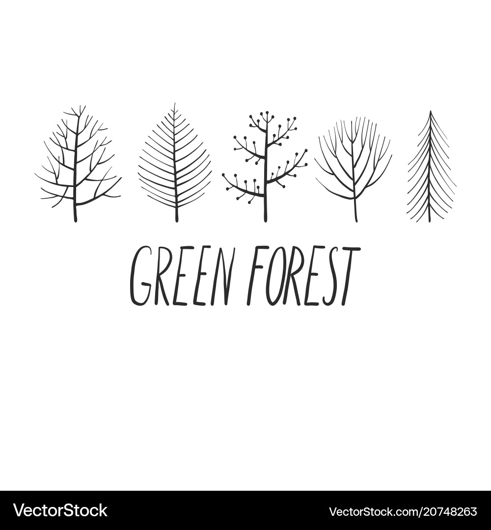 Set of doodle trees Royalty Free Vector Image - VectorStock