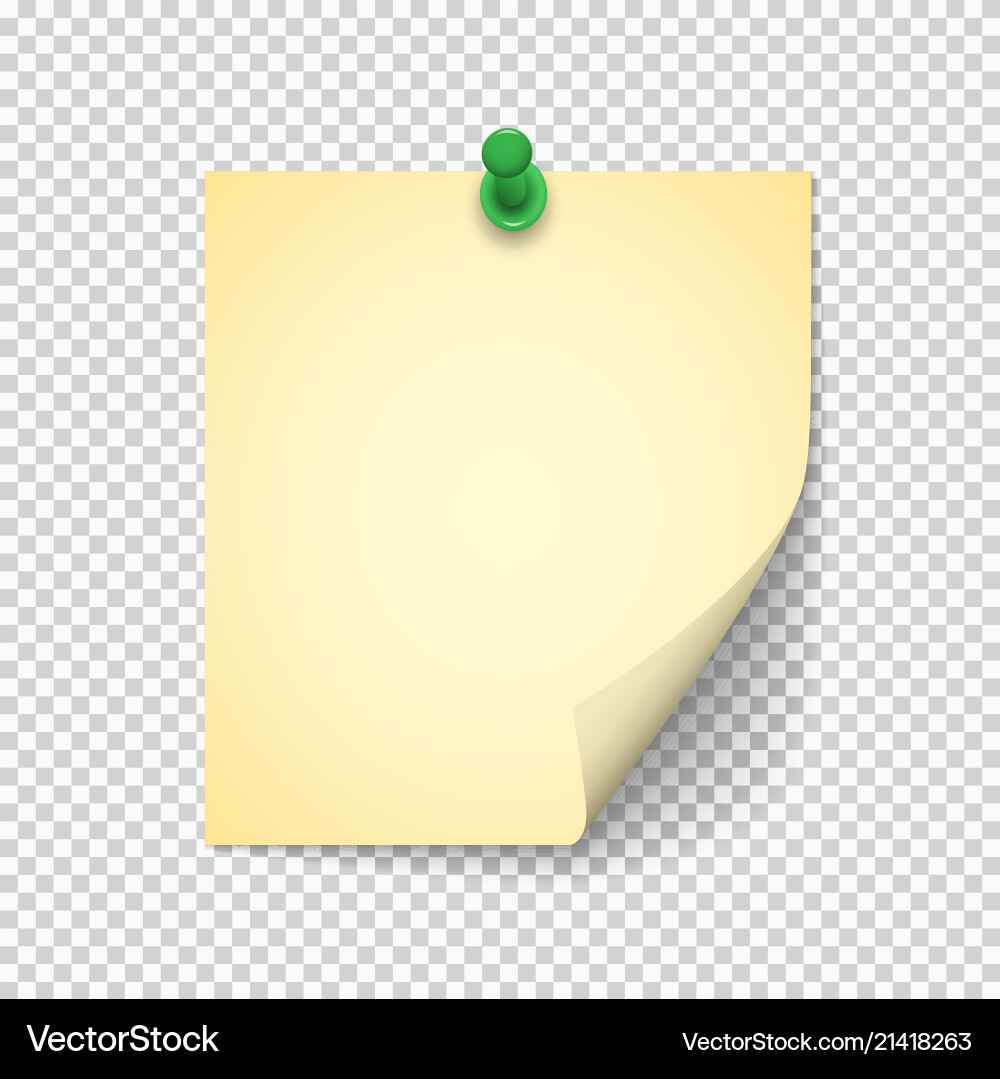 Yellow Post-it Note with Pin Royalty Free Vector Image