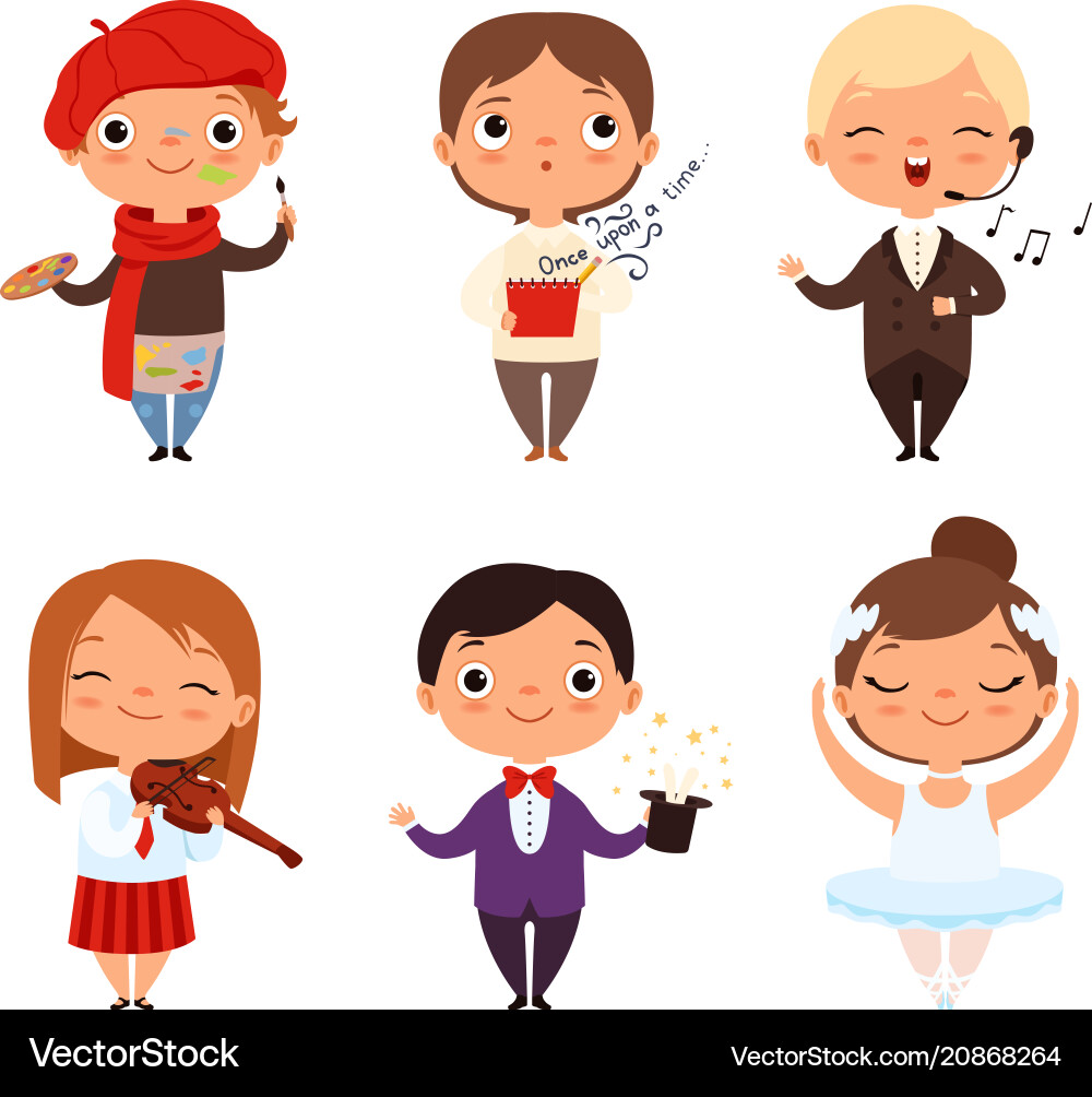 Cartoon of various creative kids Royalty Free Vector Image