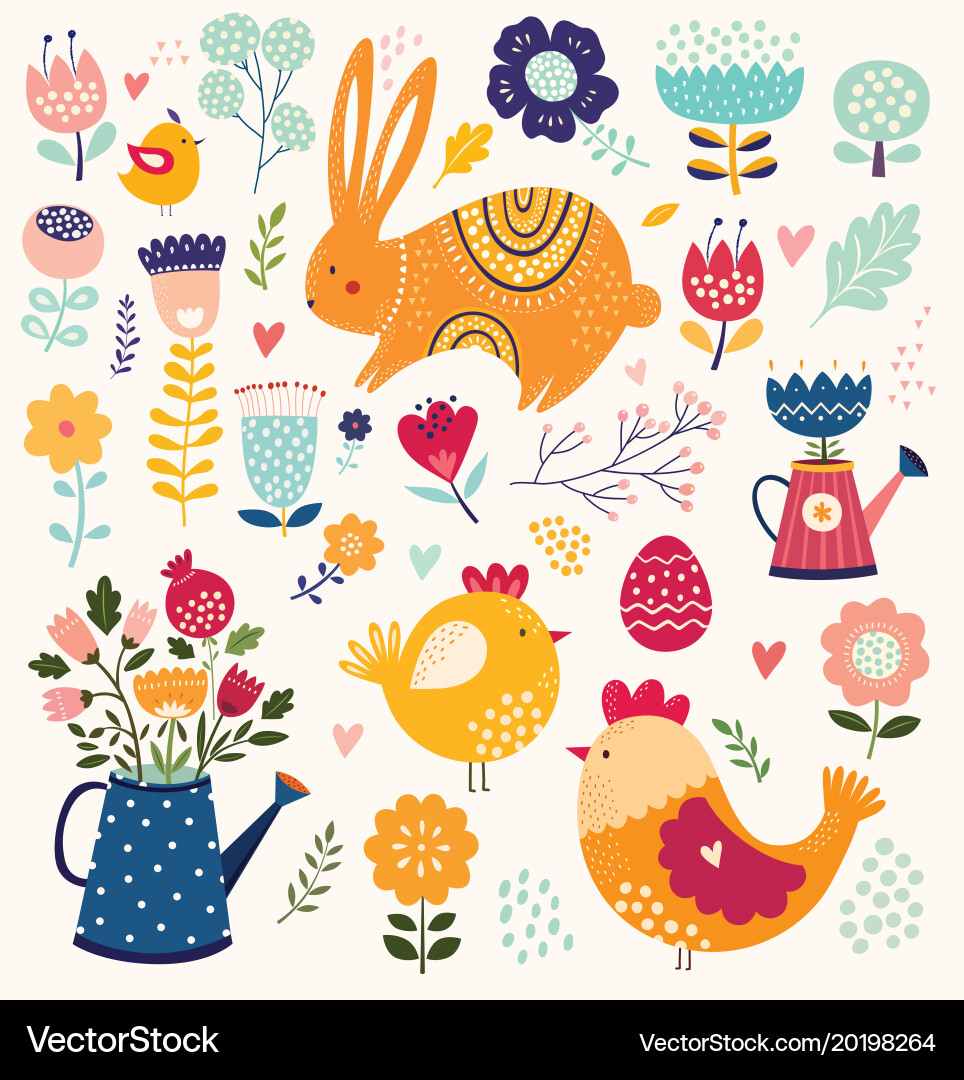 Collection of spring elements Royalty Free Vector Image