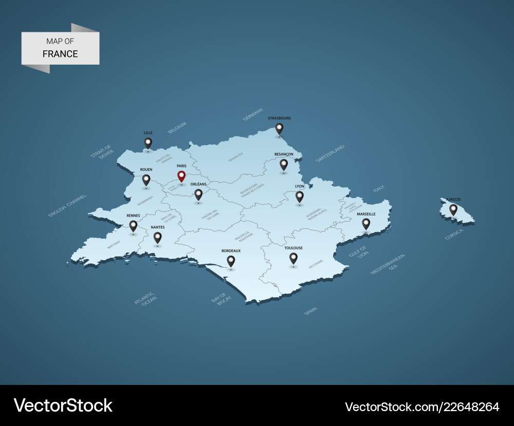 Isometric 3d france map concept Royalty Free Vector Image