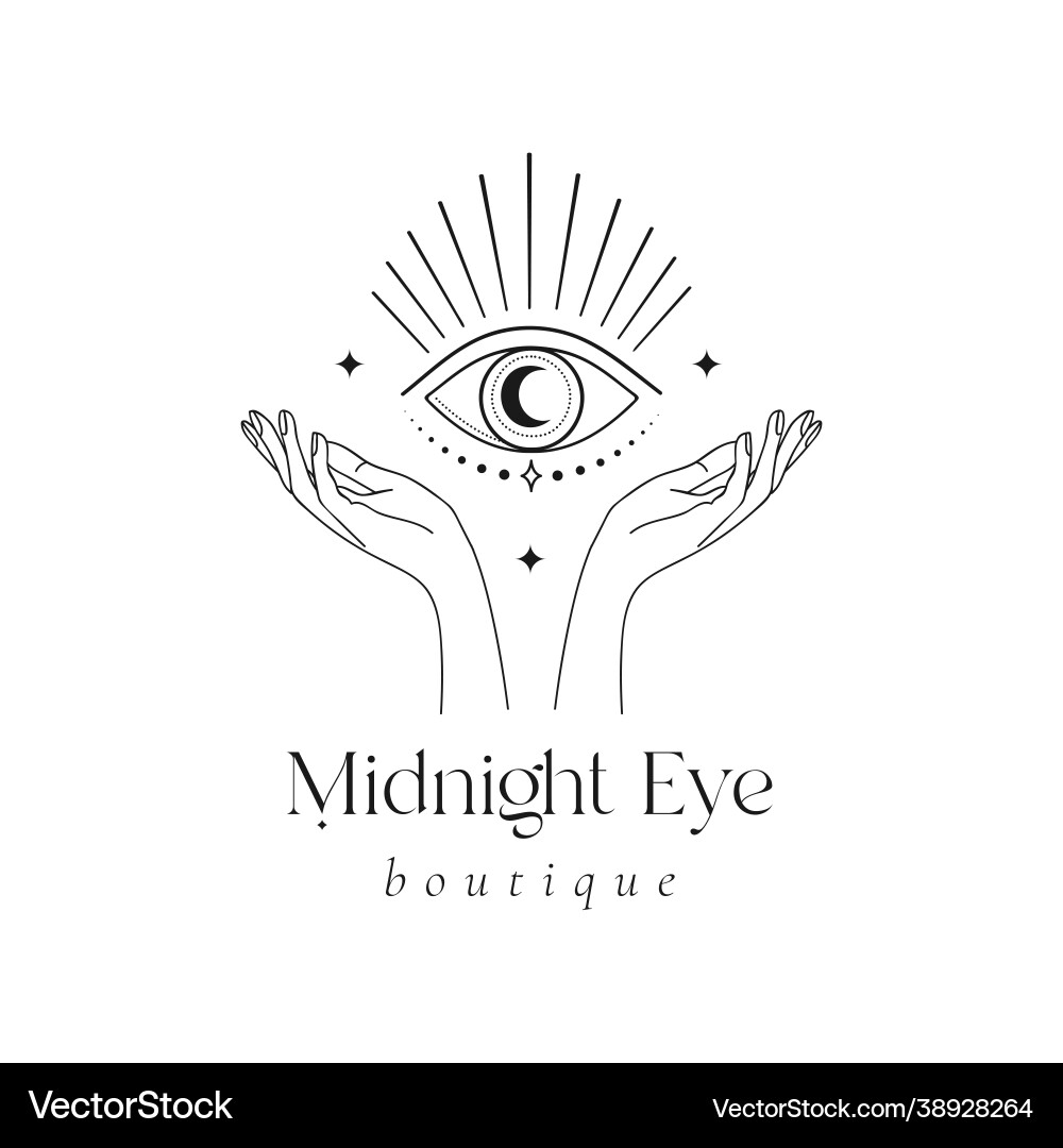 Mystic eye logo design magical shine crescent Vector Image
