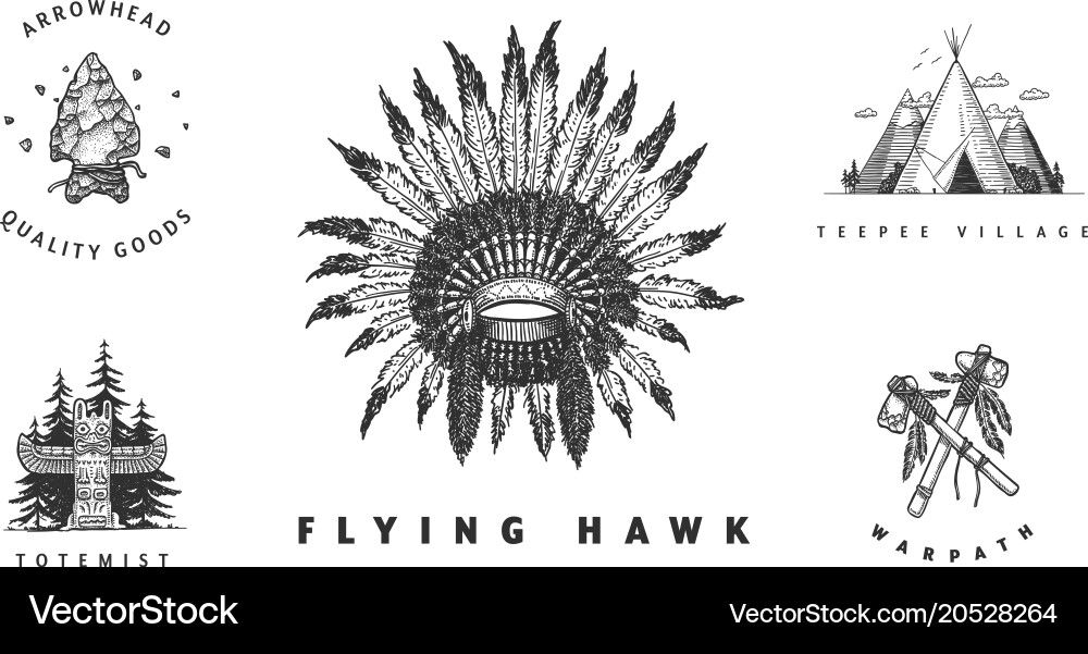 Native American Tribal Badges Royalty Free Vector Image