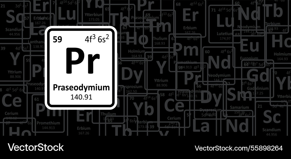 Praseodymium symbol pr chemical element Royalty Free Vector