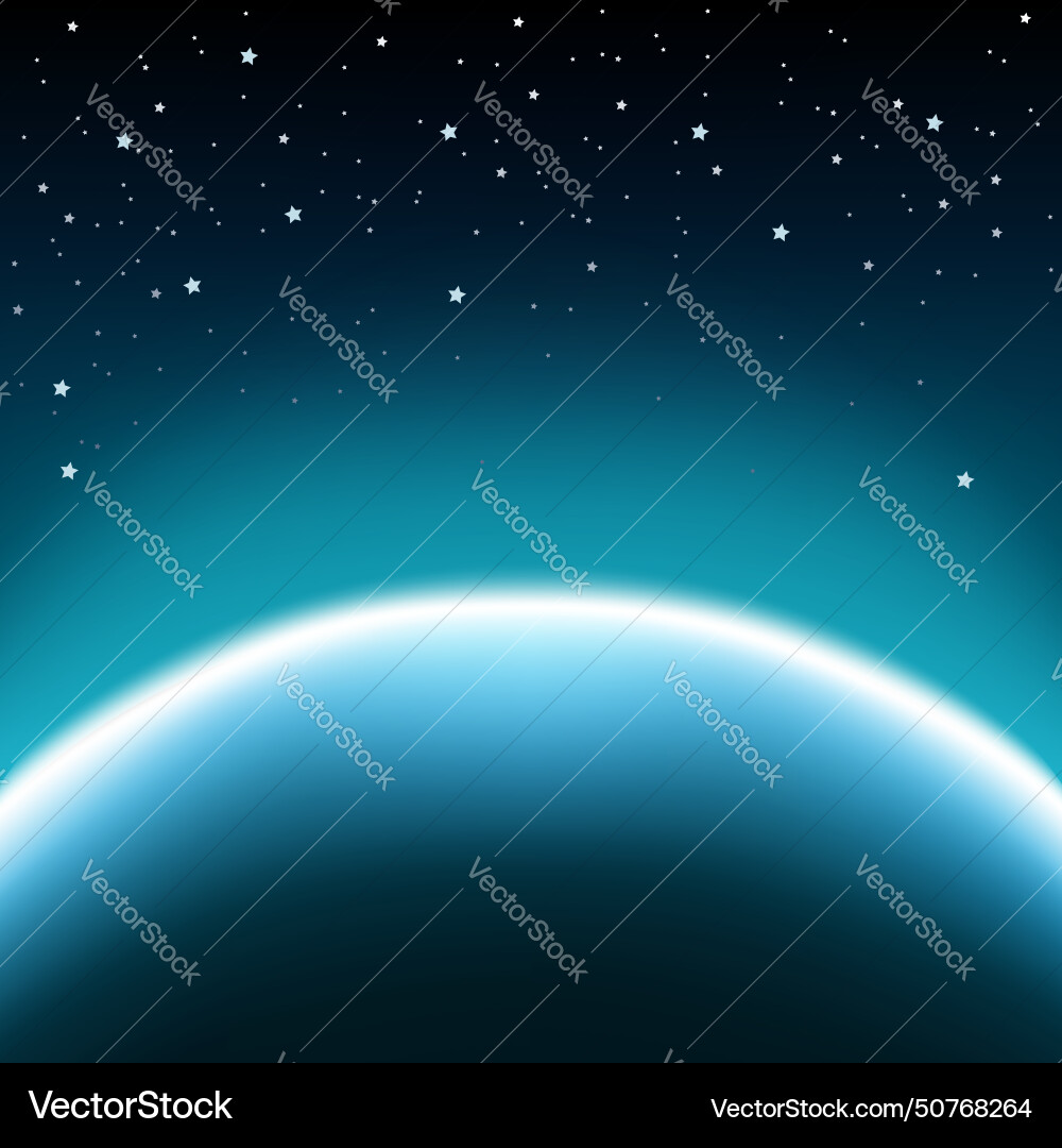 Space with stars and blue planet horizon Vector Image