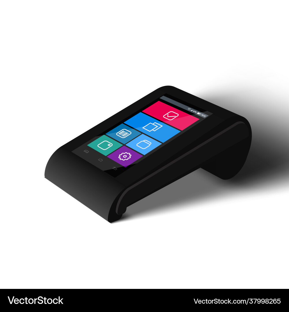 3d white payment pos terminal closeup isolated Vector Image