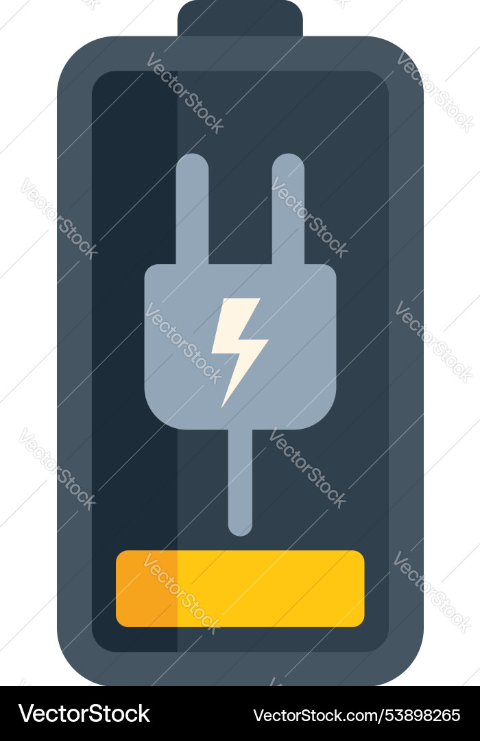 Battery icon showing electric plug and indicating Vector Image