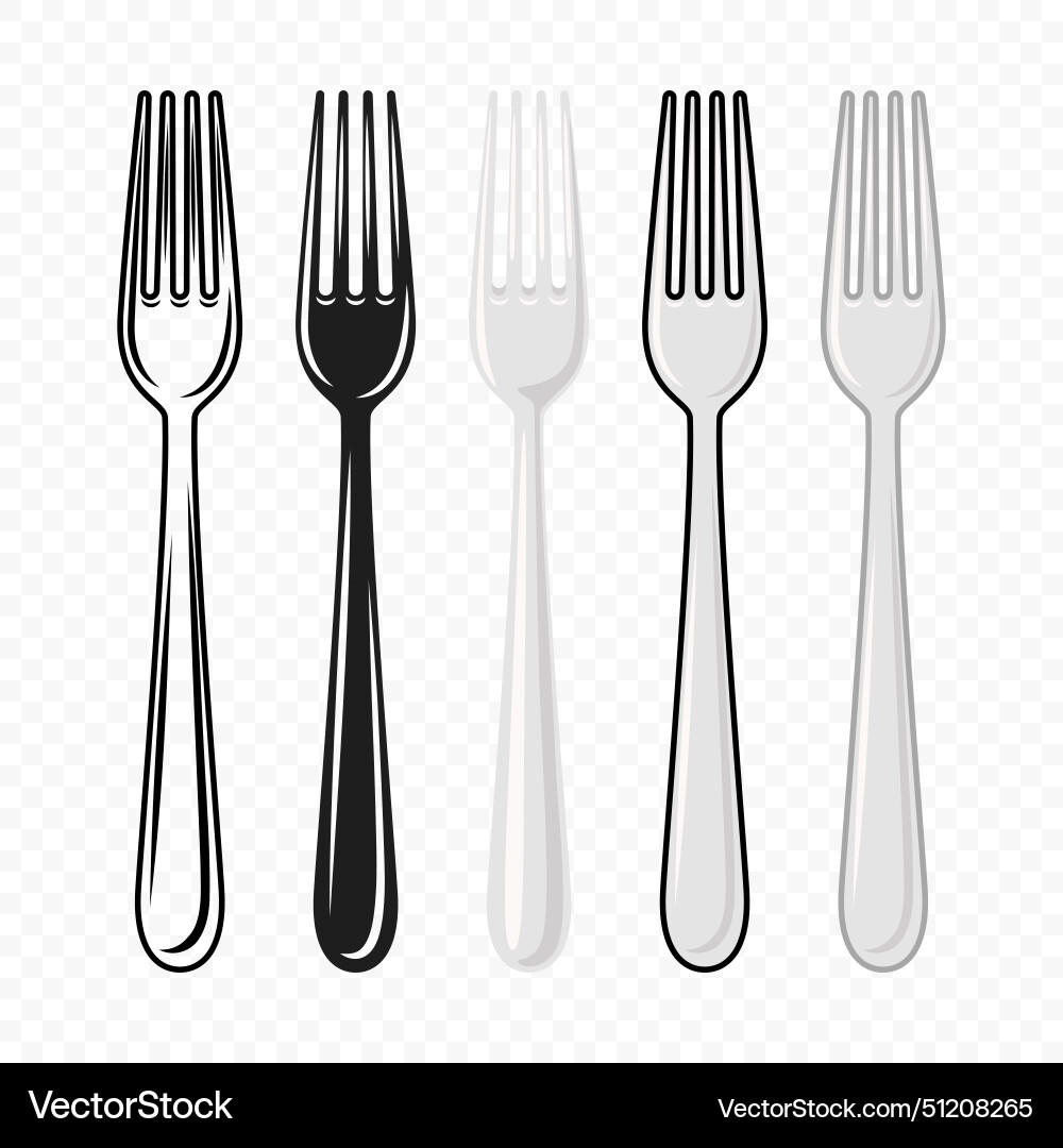 Flat fork with outline icon set cutlery Royalty Free Vector