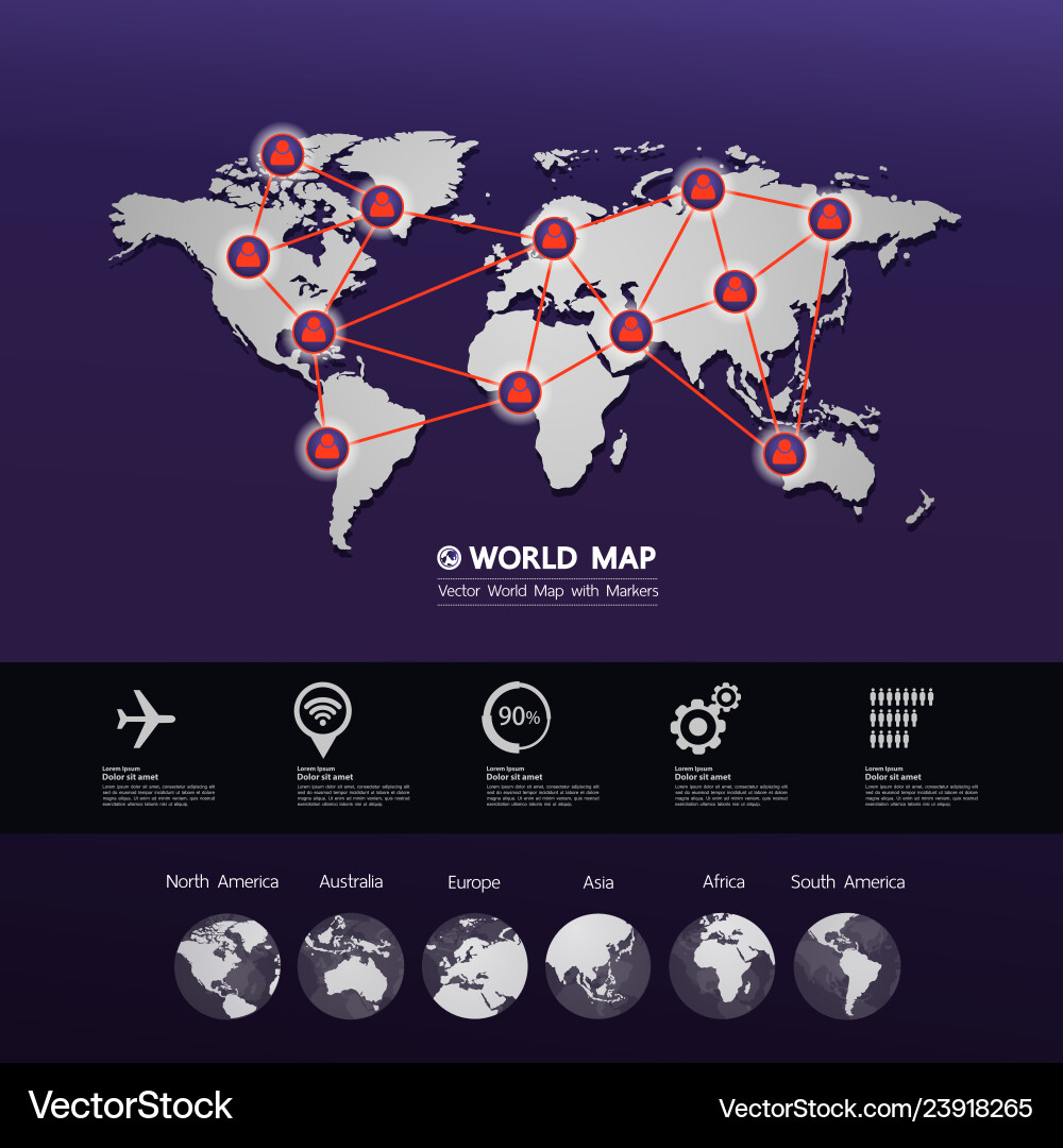 Grand world map graphic element Royalty Free Vector Image