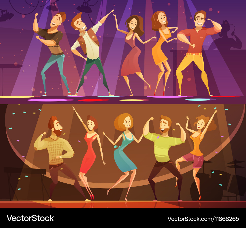 Night club disco dance banners set Royalty Free Vector Image
