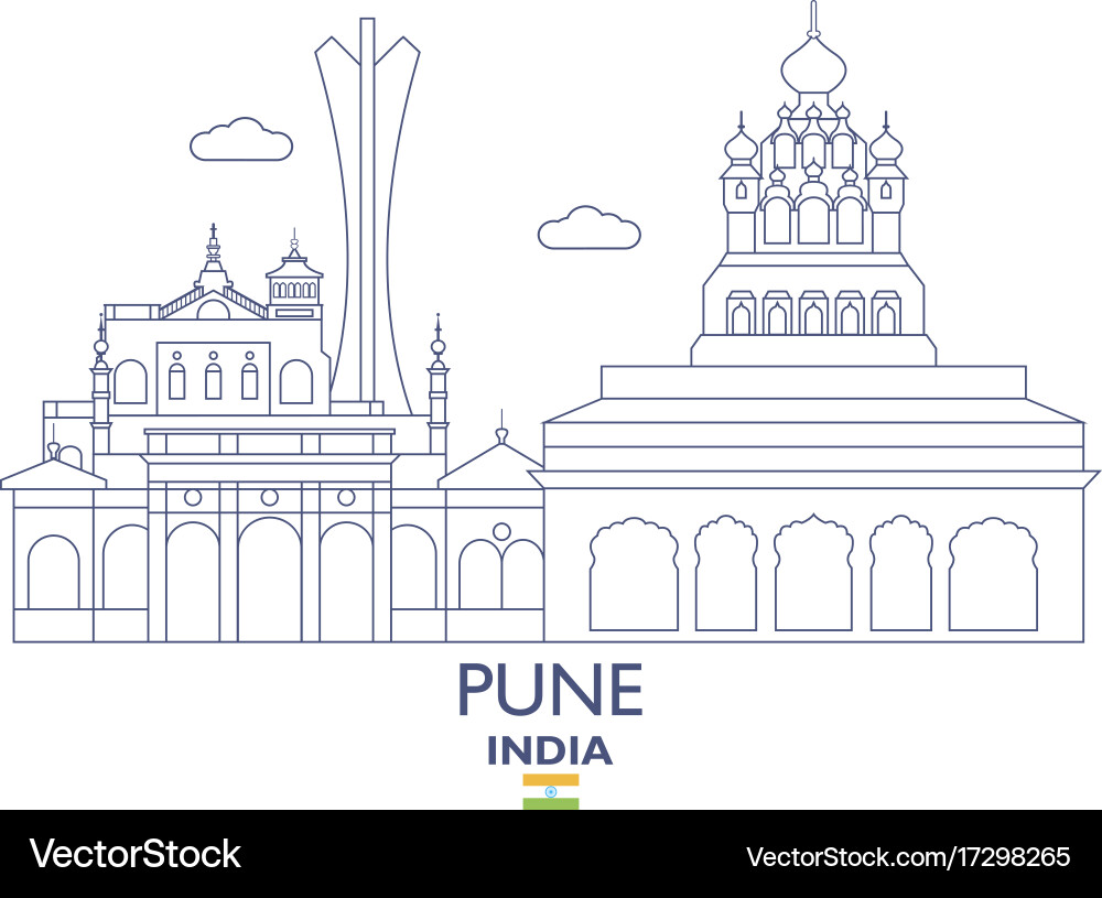 Pune city skyline Royalty Free Vector Image - VectorStock