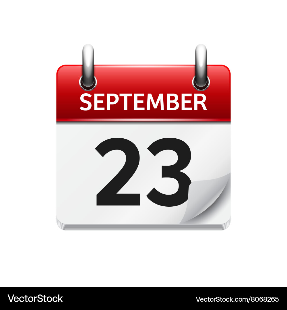 September 23 Flat Calendar Icon Royalty Free Vector Image