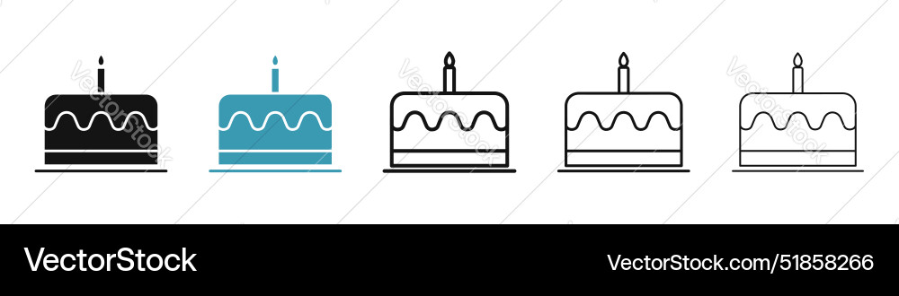 Cake icon set in black and blue colors Royalty Free Vector