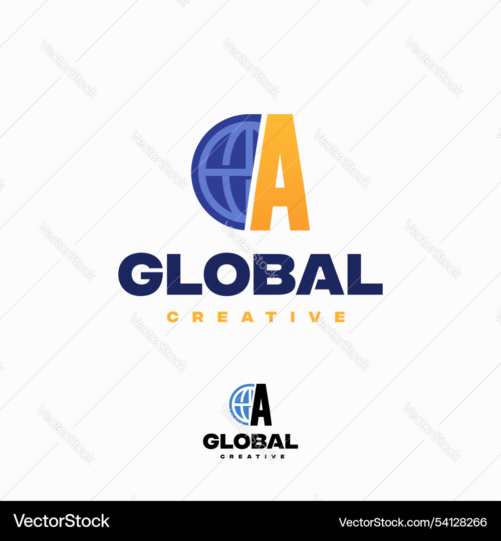 Creative a letter globe concept logo design Vector Image