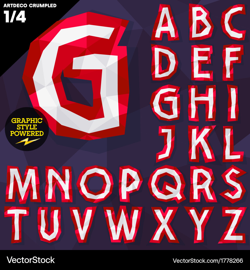 Crumpled paper alphabet Royalty Free Vector Image