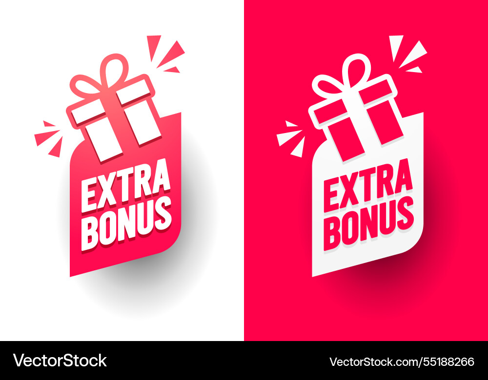 Dynamic label with gift box and text extra bonus Vector Image