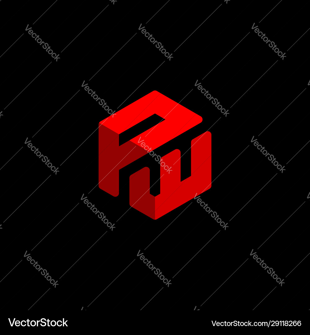 Initial letter pw logo template with 3d cube icon Vector Image
