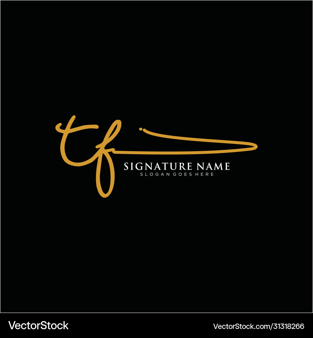 Letter tf signature logo template Royalty Free Vector Image