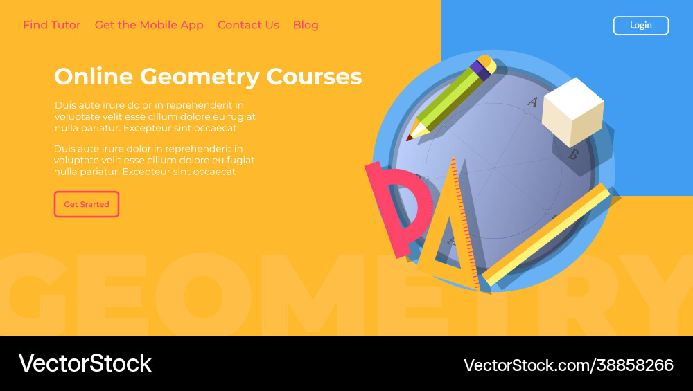 Online geometry courses and lessons website page Vector Image