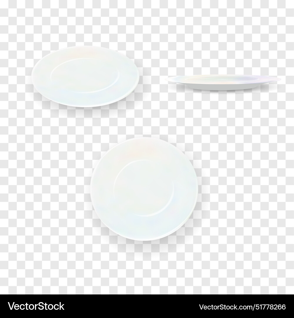 Plate isolated set white porcelain plates Vector Image