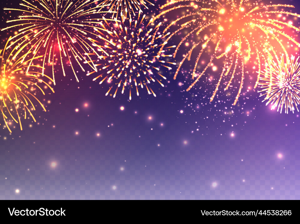 Realistic festive fireworks with transparency Vector Image