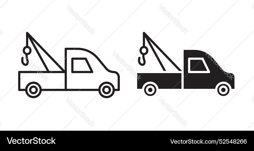 Tow truck thin line icon set Royalty Free Vector Image