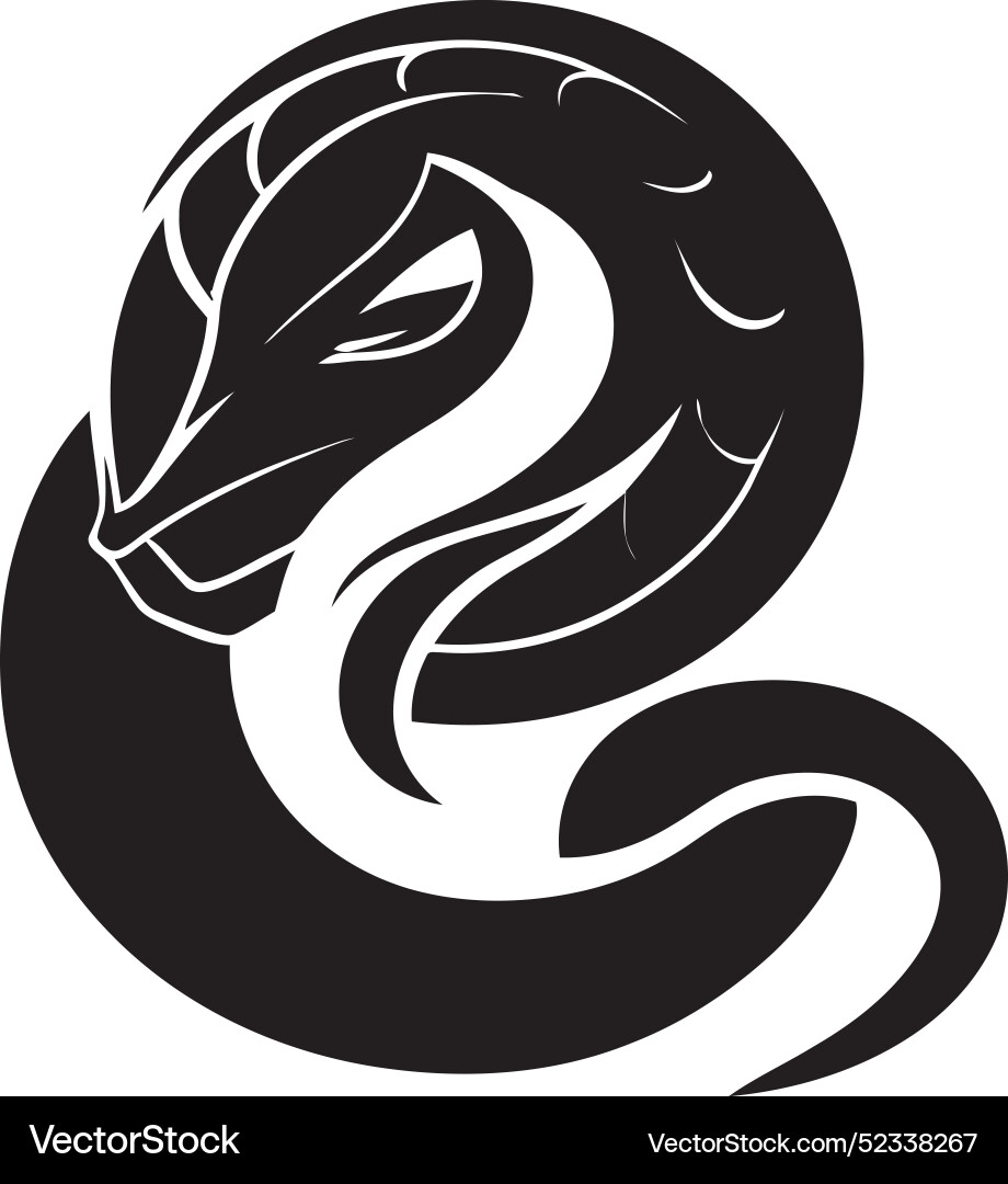 Blackened serpent coil snake Royalty Free Vector Image