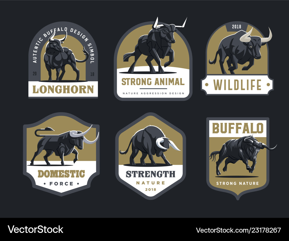 Bulls and buffalo Royalty Free Vector Image - VectorStock