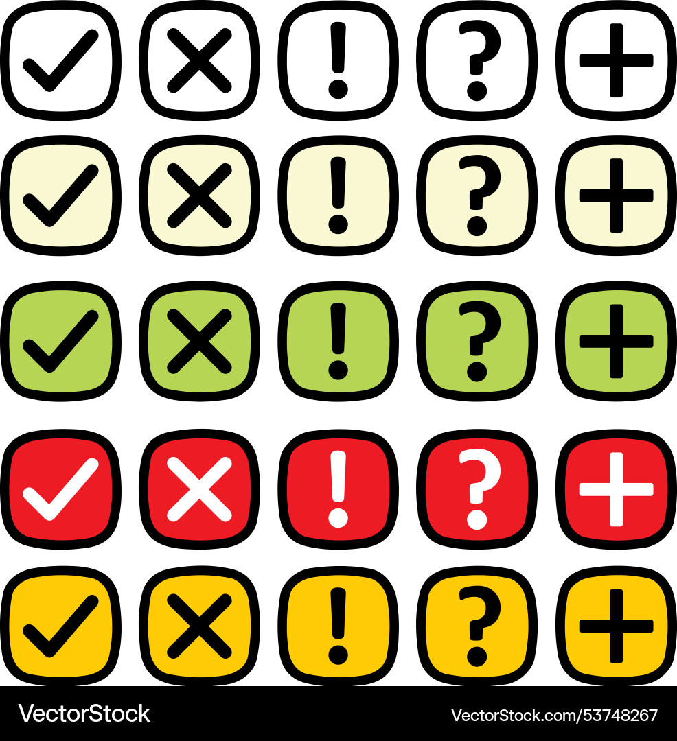 Check x mark exclamation point question Royalty Free Vector