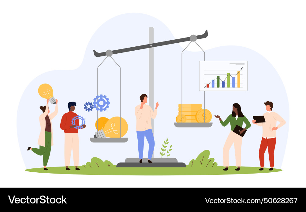 Comparison of investments and benefits tiny Vector Image