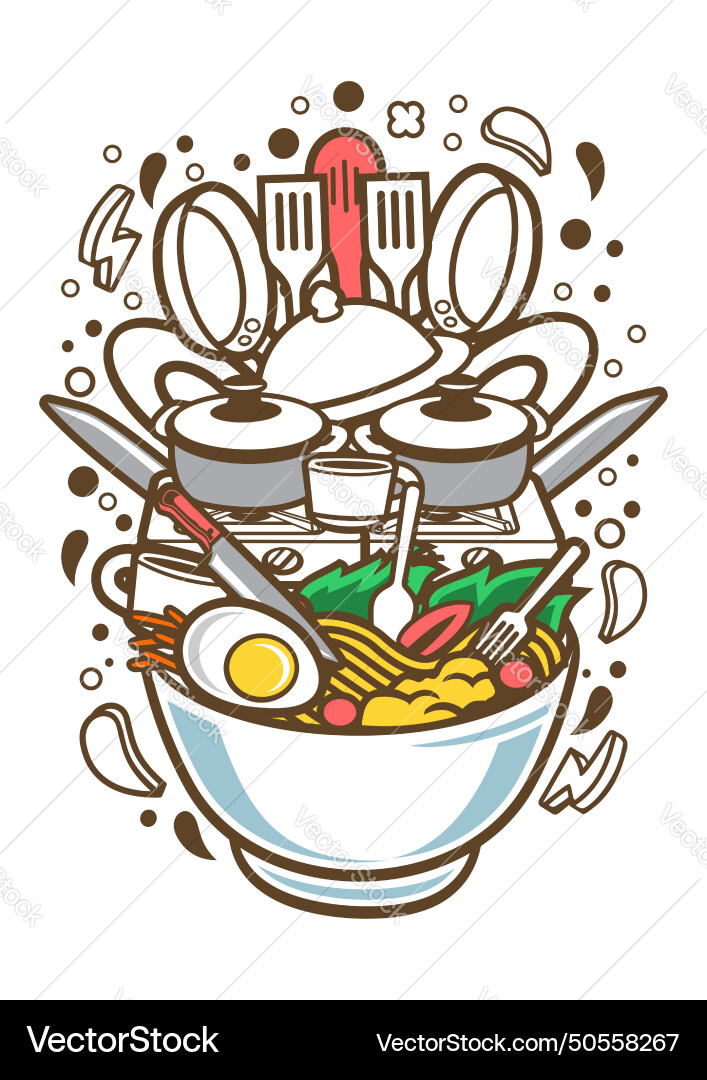 Cooking ramen Royalty Free Vector Image - VectorStock