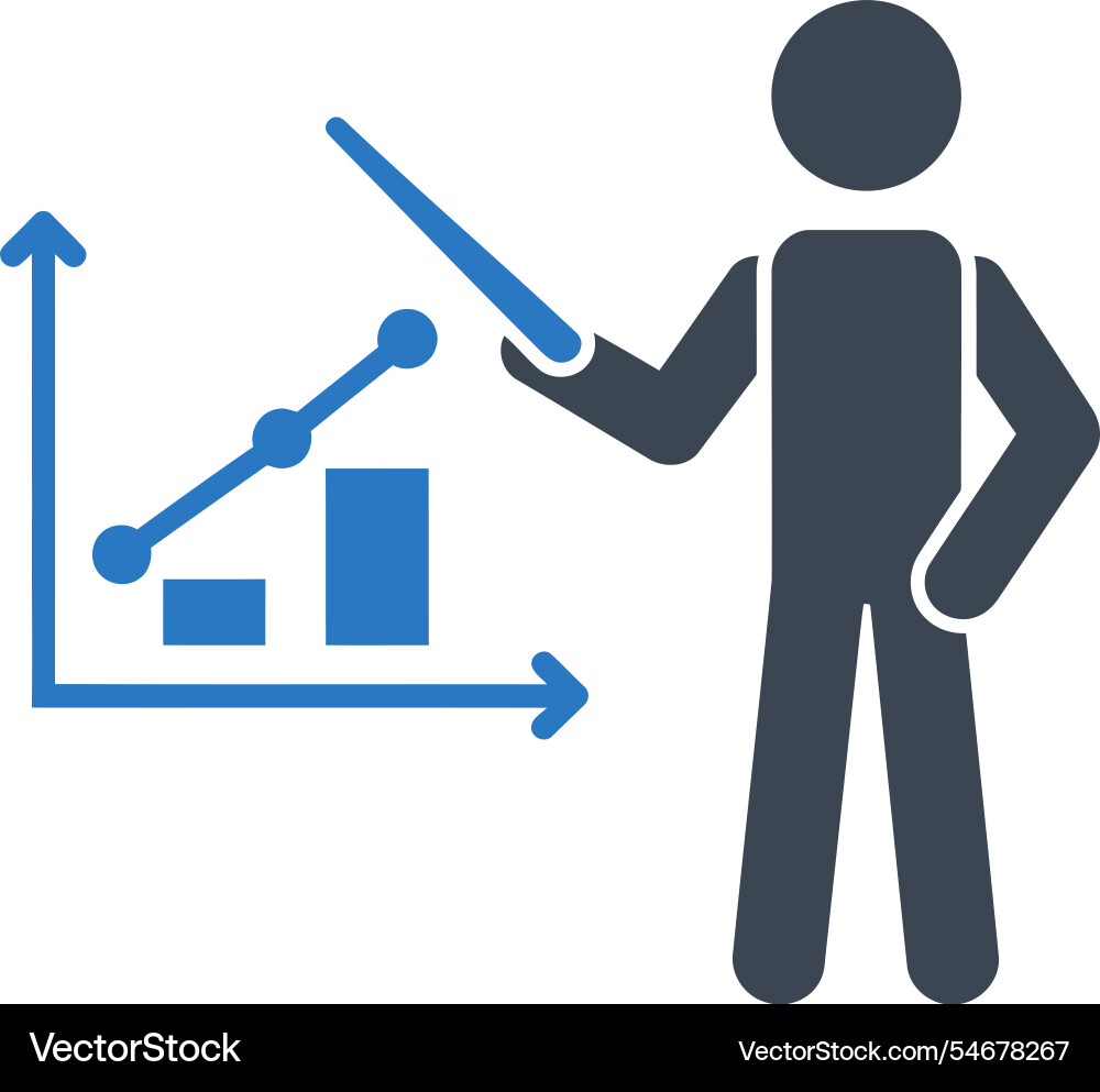 Person presenting growth chart icon Royalty Free Vector Person presenting growth chart icon Royalty Free Vector