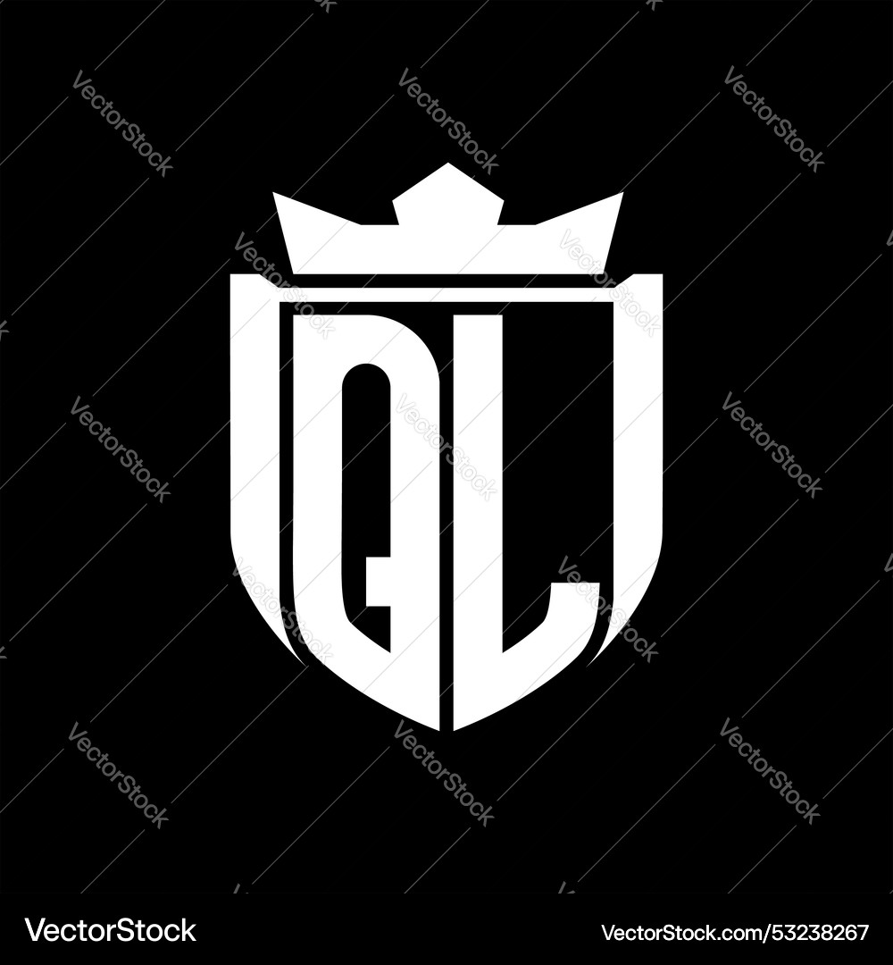 Ql letter logo shield shape inside badge Vector Image