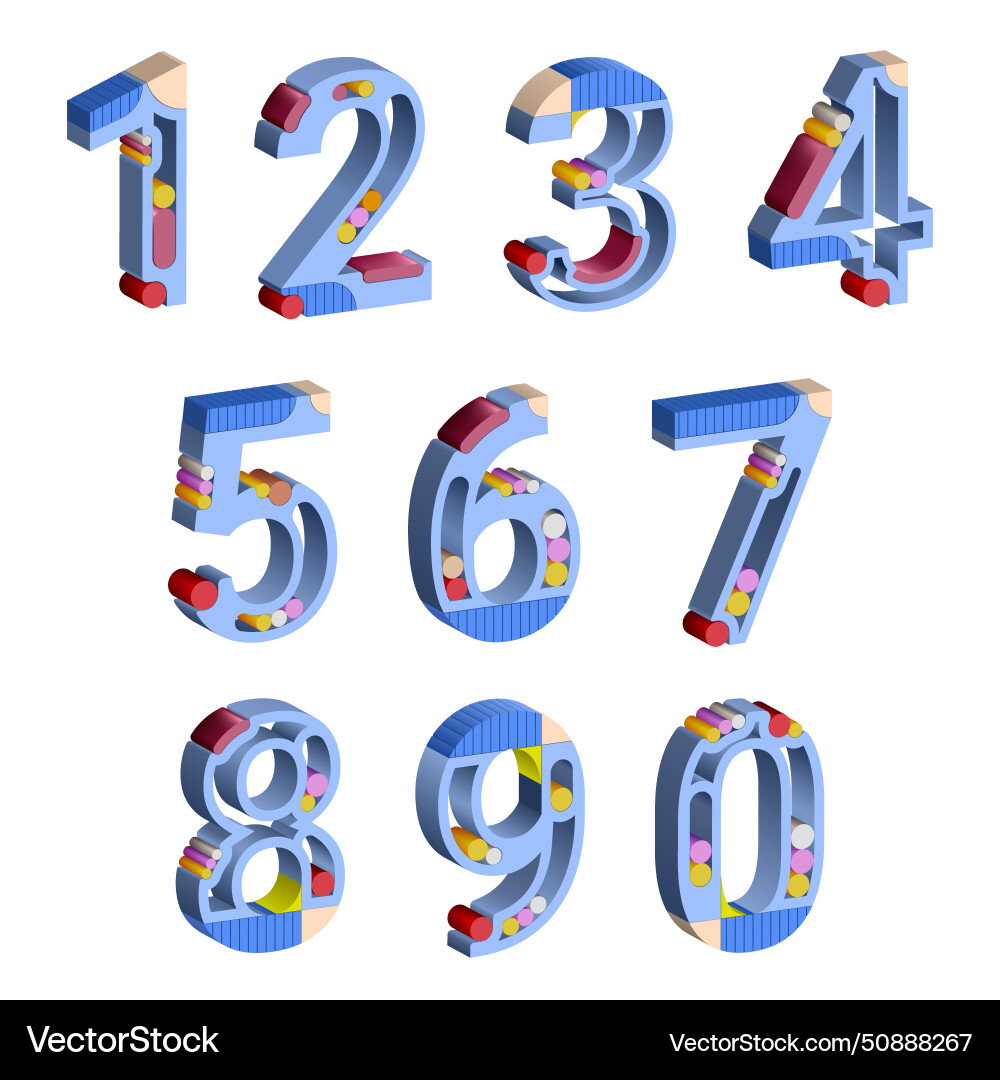 Set of realistic numbers Royalty Free Vector Image
