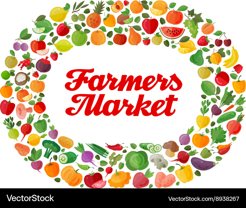 Vegetables and fruits collection elements based Vector Image