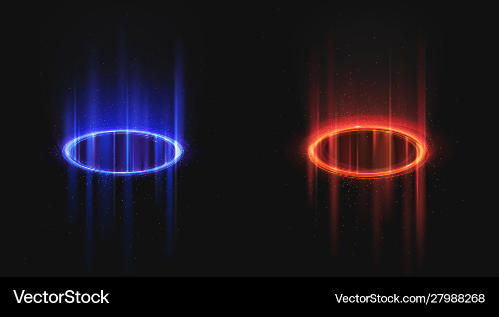Blue and red magic portals Royalty Free Vector Image