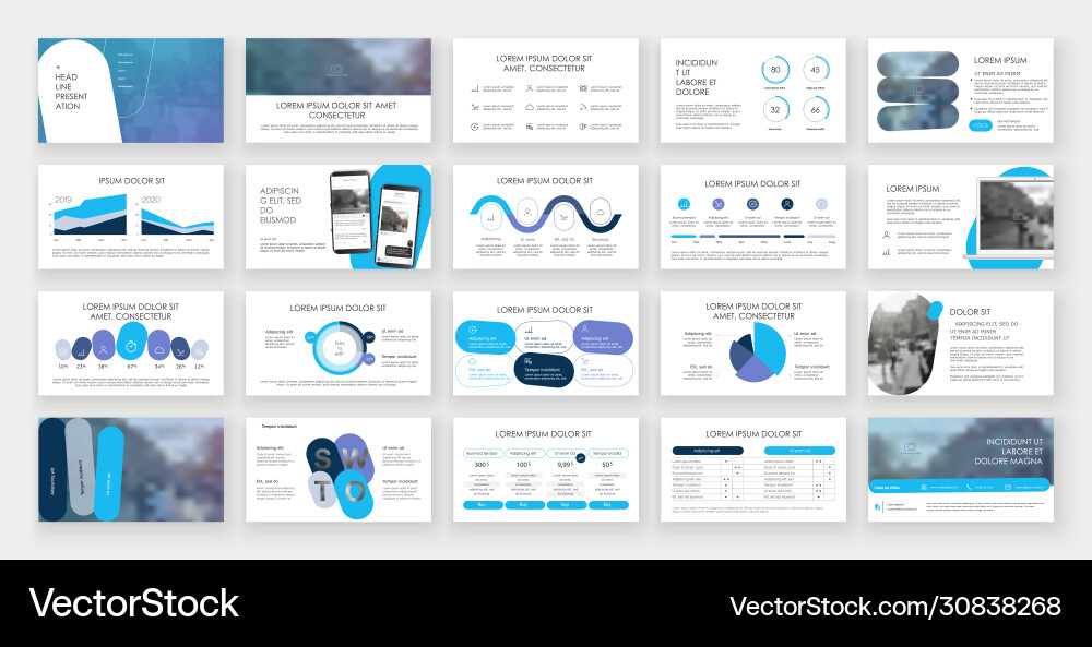 Blue presentation templates elements on a white Vector Image