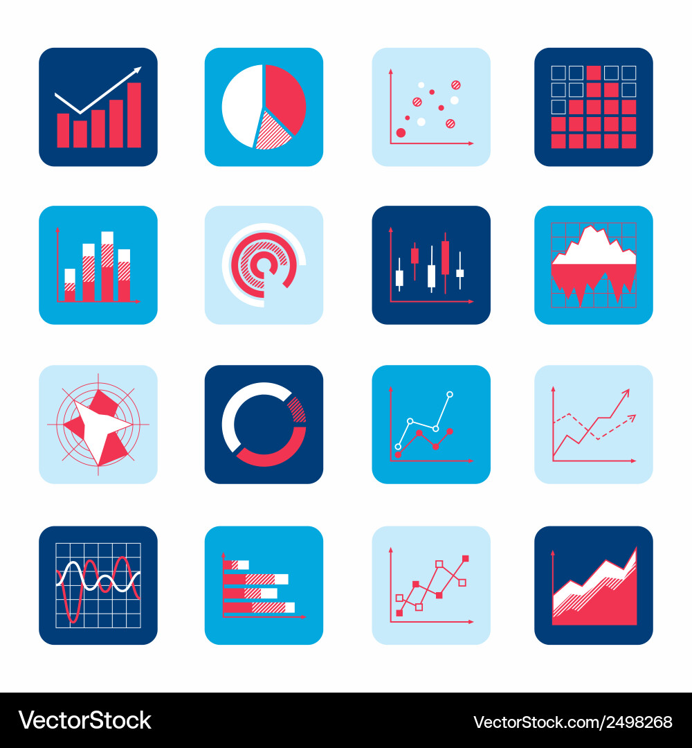 Business chart icons Royalty Free Vector Image