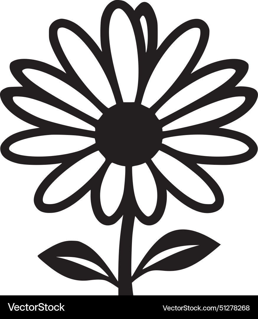Daisy - black and white Royalty Free Vector Image