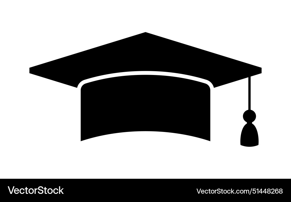 Graduation hat logo graduate cap flat sign Vector Image