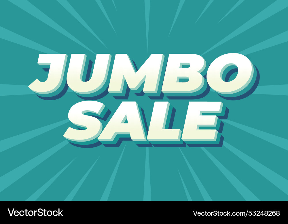 Jumbo sale text effect in modern colors with 3d Vector Image